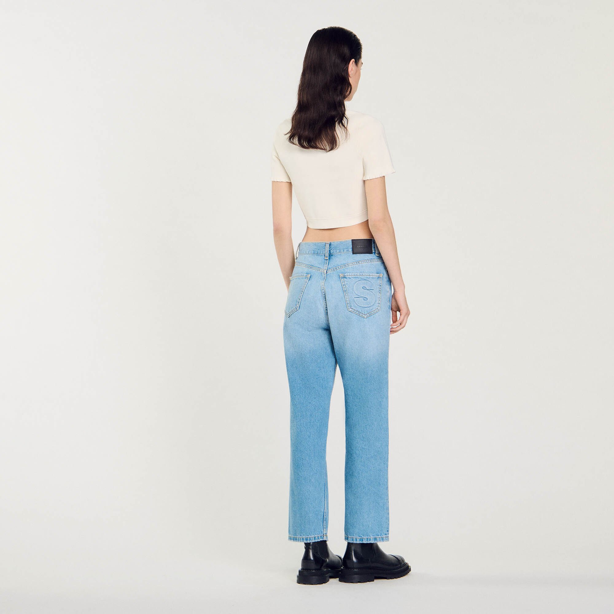 Jean Droit Taille Basse Bleu Pour Femme Sandro Paris