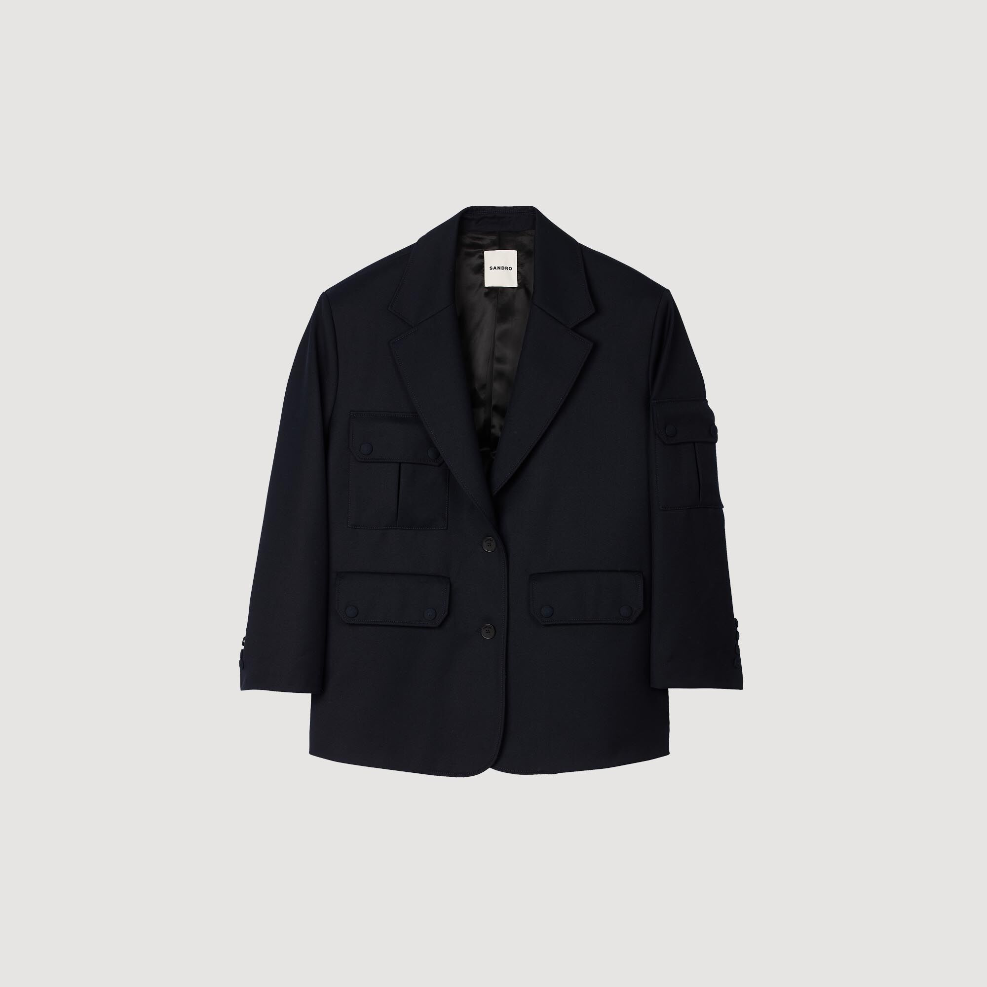 Veste De Costume Cargo Oversize Bleu Pour Femme Sandro Paris