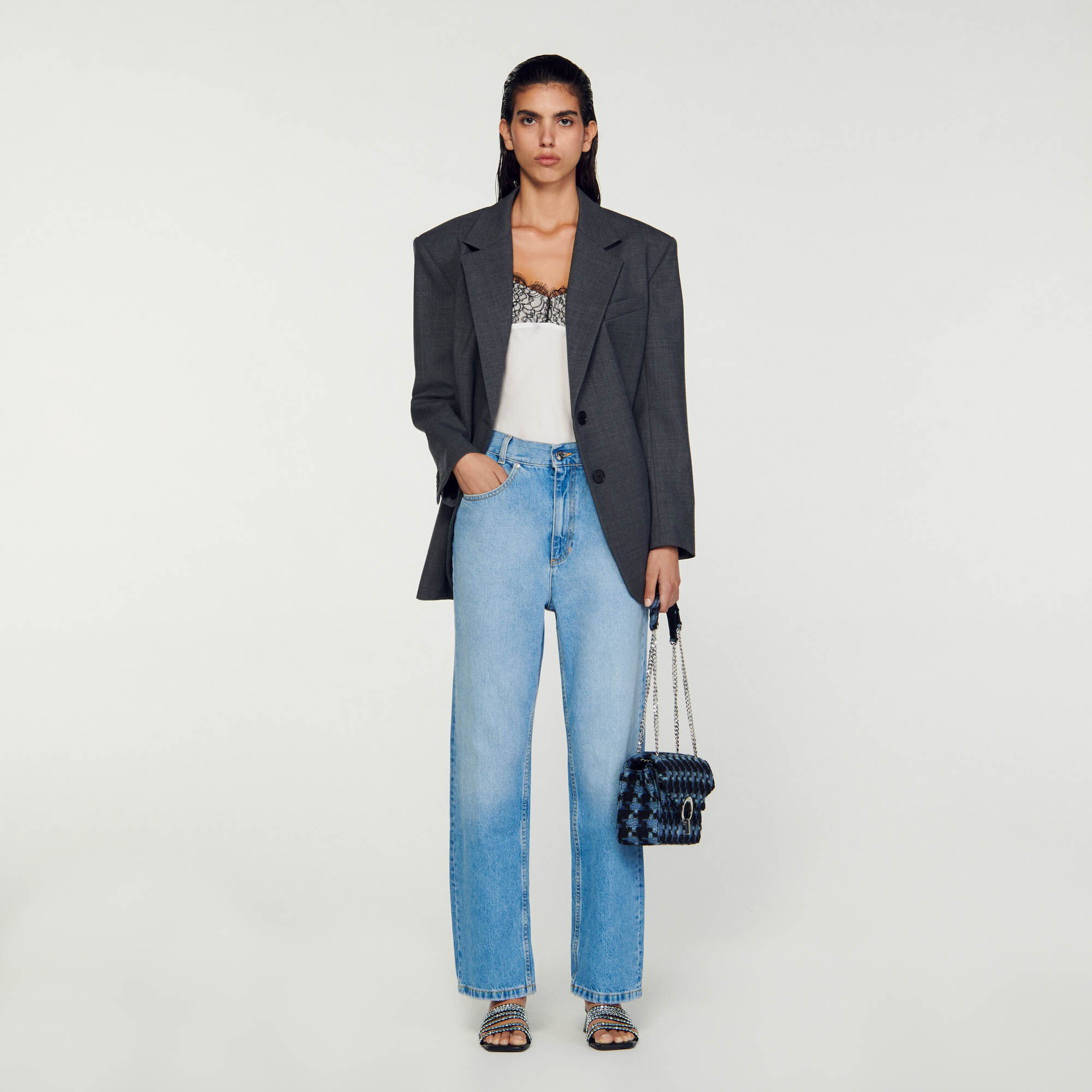 Jean Droit Taille Basse Blue Sandro Paris