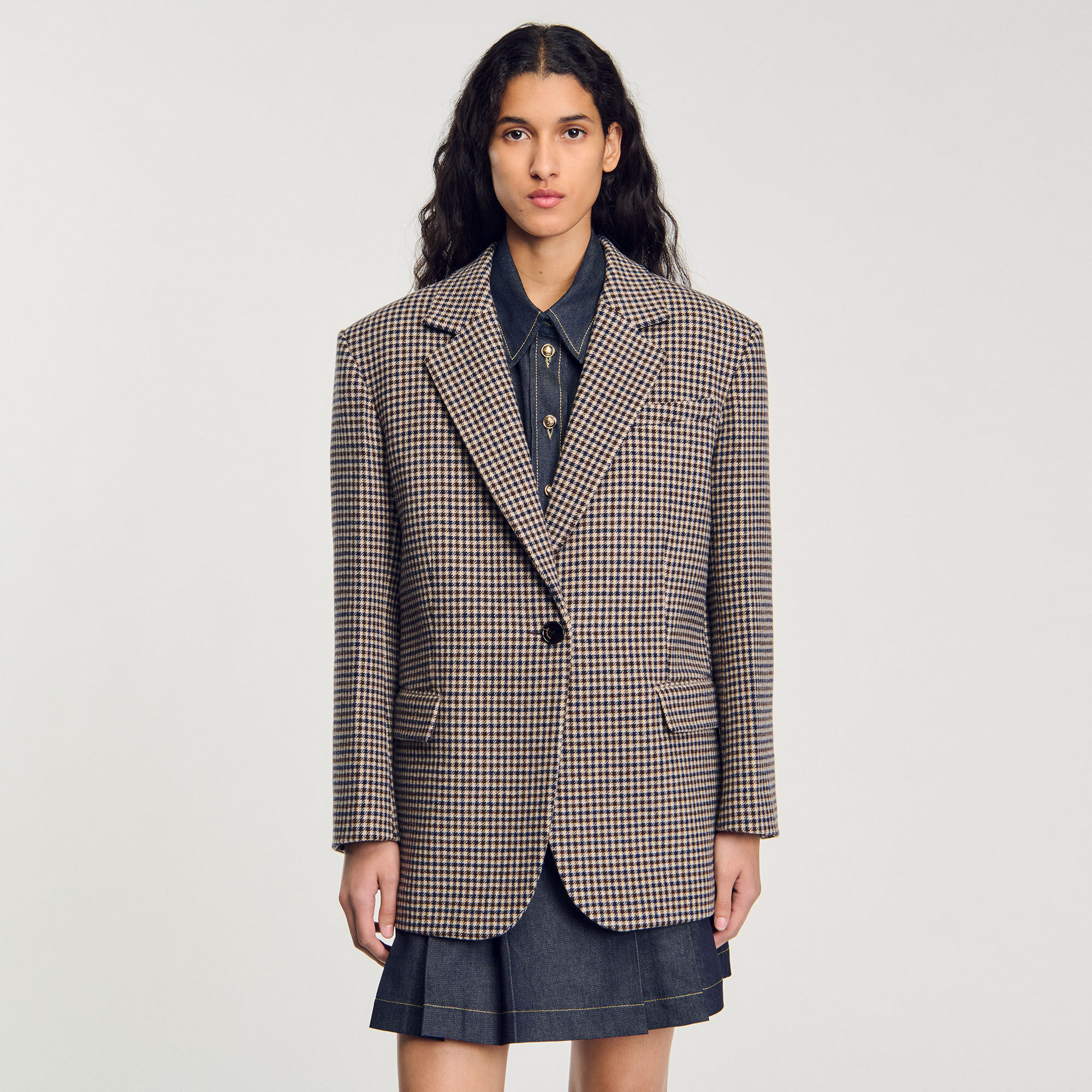 Veste De Costume Oversize Bleu Pour Femme Sandro Paris