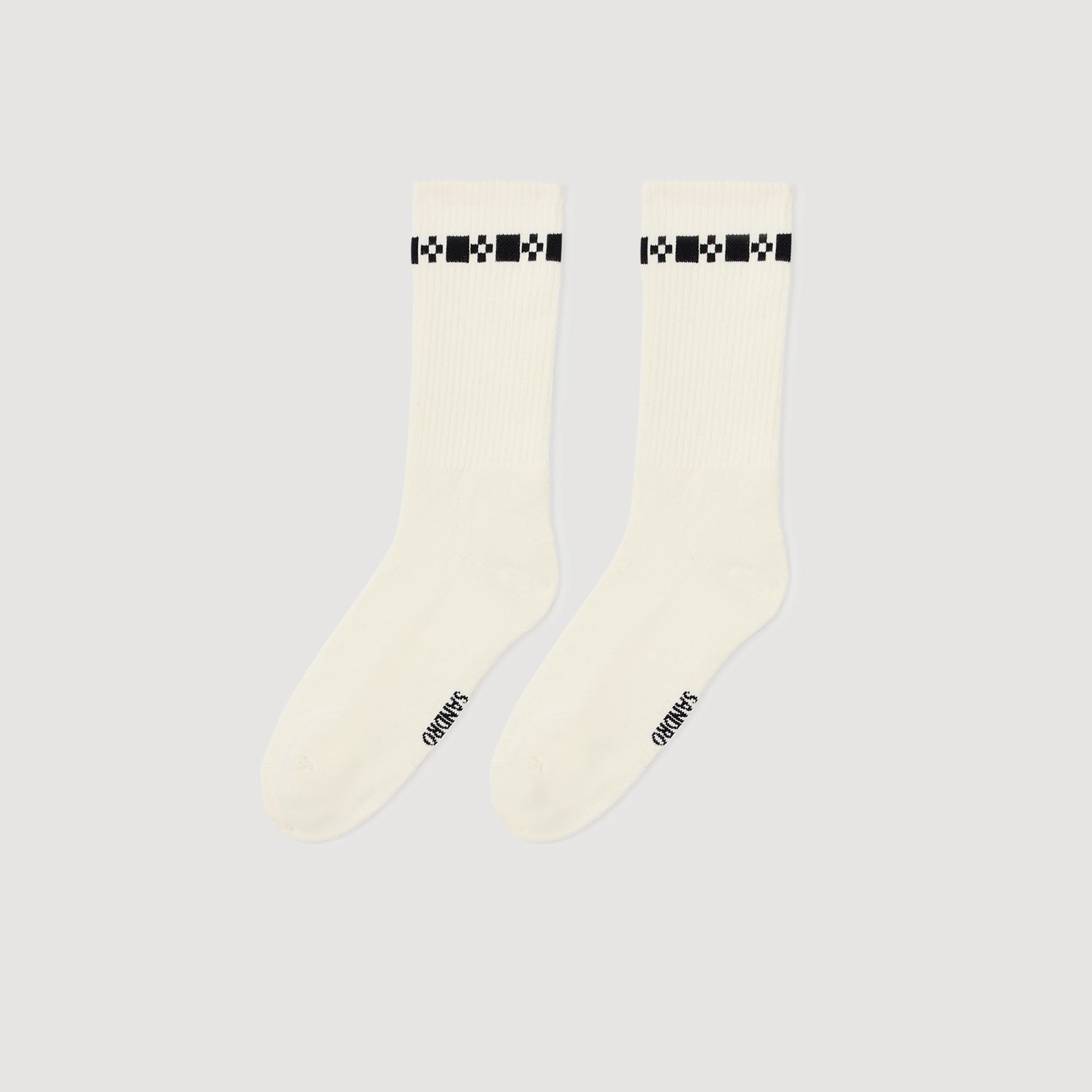 Chaussettes à broderie beige pour homme | Sandro Paris